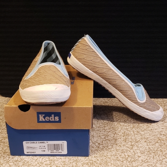 Keds | Shoes | Keds Ch Cable Camel Slip On Flats Nwt | Poshmark